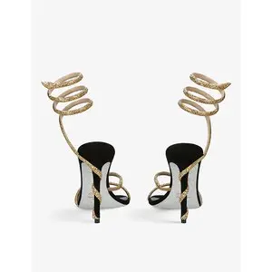 Rene Caovilla Margot Jeweled Leather Heeled Sandals - Blk/other