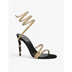 Rene Caovilla Margot Jeweled Leather Heeled Sandals - Blk/other