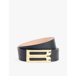 Victoria Beckham Jumbo Buckle Leather Belt - Black