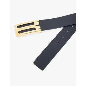 Victoria Beckham Jumbo Buckle Leather Belt - Black