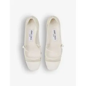 JIMMY CHOO Elisa 45 Mesh And Patent-leather Heeled Courts - Latte/latte
