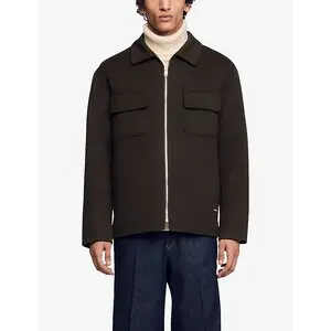 Sandro Chest-pocket Zip-up Wool-blend Jacket - Verts