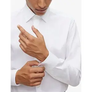 BOSS Regular-fit Long-sleeved Cotton-poplin Shirt