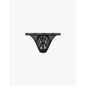 Lounge Blossom High-rise Stretch-lace Thong - Black