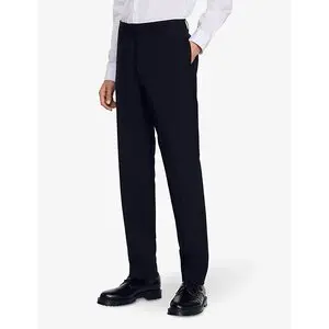 Sandro Slim-fit Tapered Wool Trousers - Noir / Gris