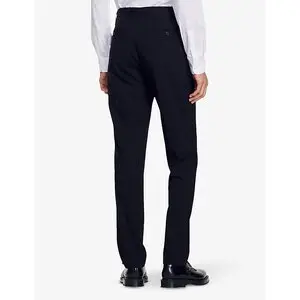 Sandro Slim-fit Tapered Wool Trousers - Noir / Gris