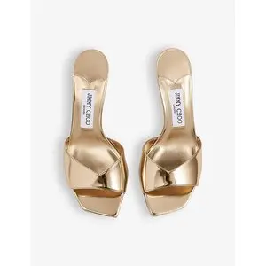 JIMMY CHOO Skye Leather Heeled Sandals - Gold