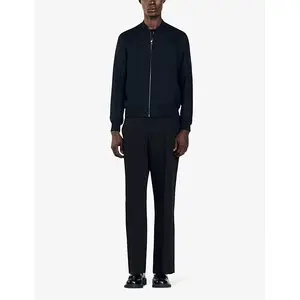 Sandro Regular-fit Wool-blend Jacket With Elasticated Cuffs - Bleus