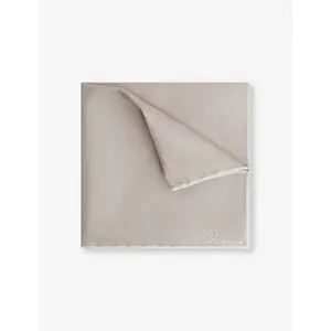 REISS Liam Polka-dot Logo-print Silk Pocket Square 1 Size Champagne