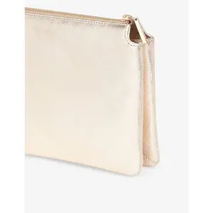 Whistles Elita Leather Clutch Bag - Gold