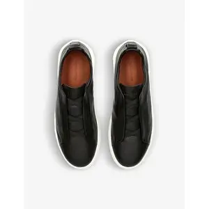 Zegna Triple Stitch Secondskin Leather Trainers - Black