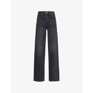 Paige Sasha " Wide-leg Denim Jeans - Viper Black Distressed