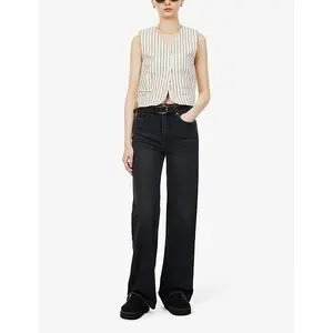 Paige Sasha " Wide-leg Denim Jeans - Viper Black Distressed