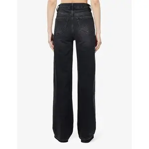 Paige Sasha " Wide-leg Denim Jeans - Viper Black Distressed