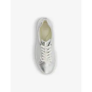 DUNE Logo-embellished Metallic Leather Low-top Trainers
