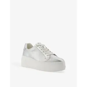 DUNE Logo-embellished Metallic Leather Low-top Trainers
