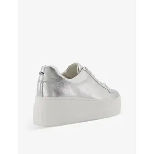 DUNE Logo-embellished Metallic Leather Low-top Trainers