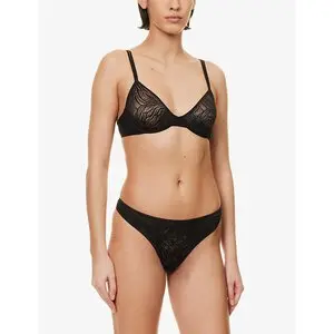 Calvin Klein Sheer Marquisette Mid-rise Stretch-lace Thong