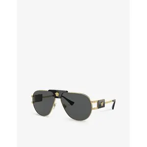 Versace Ve2252 Aviator-frame Steel Sunglasses