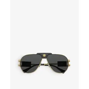 Versace Ve2252 Aviator-frame Steel Sunglasses