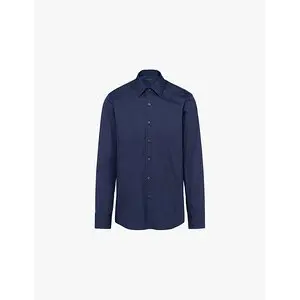 Prada Collared Slim-fit Cotton-blend Shirt - Blue