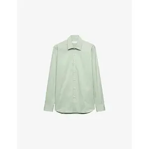 Prada Collared Slim-fit Cotton-blend Shirt - Green