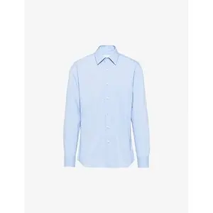 Prada Collared Slim-fit Cotton-blend Shirt - Light Blue