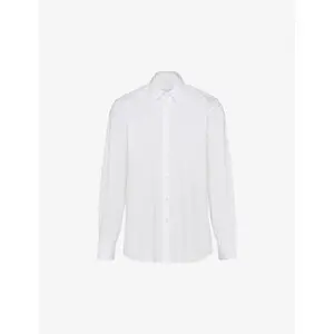 Prada Collared Slim-fit Cotton-blend Shirt - White