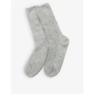 THE WHITE COMPANY Ribbed Cashmere Bed Socks Slvrgrymrl