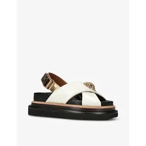 Kurt Geiger Orson Cross-strap Flat Leather Sandals - Bone