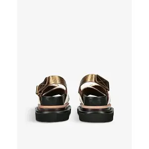 Kurt Geiger Orson Cross-strap Flat Leather Sandals - Bone