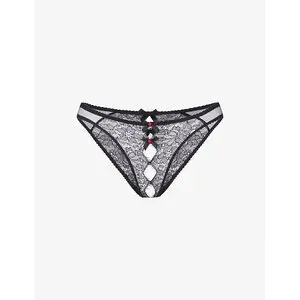 Agent Provocateur Lorna Panelled-lace And Mesh Briefs Xxxl - Black