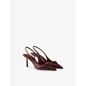 Prada Logo-plaque Slingback Heeled Leather Pumps - Red
