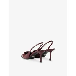 Prada Logo-plaque Slingback Heeled Leather Pumps - Red