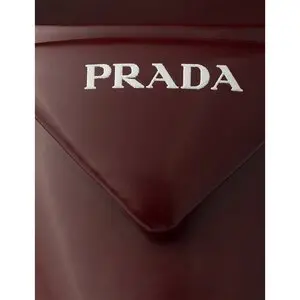 Prada Logo-plaque Slingback Heeled Leather Pumps - Red