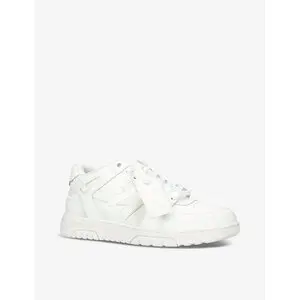 Off-White Logo-embroidered Leather Low-top Trainers - White
