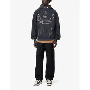 REPRESENT Thoroughbred Graphic-print Cotton-jersey Hoody - Vintage Black