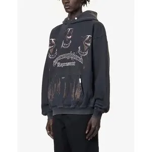 REPRESENT Thoroughbred Graphic-print Cotton-jersey Hoody - Vintage Black