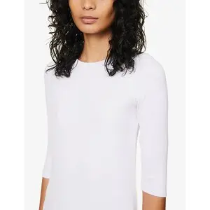 Vince Three-quarter Sleeve Ribbed Top - Optic White