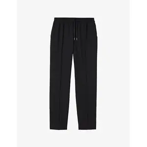 Sandro Drawstring-waist Straight-leg Wool-blend Trousers - Noir / Gris