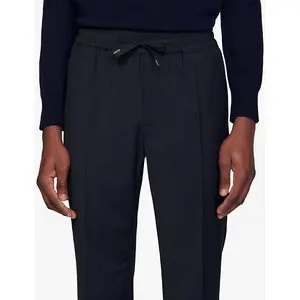 Sandro Drawstring-waist Straight-leg Wool-blend Trousers - Noir / Gris