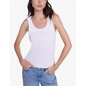Maje Logo-embroidered Ribbed Vest - Blanc