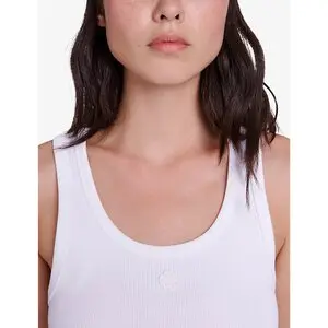 Maje Logo-embroidered Ribbed Vest - Blanc