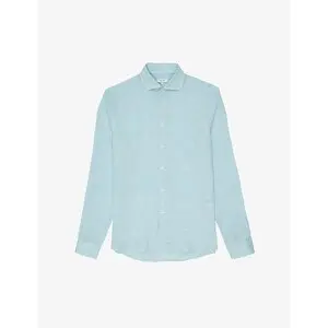 REISS Ruban Regular-fit Linen Shirt Xl Aqua