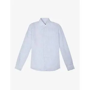 REISS Ruban Regular-fit Linen Shirt Xl Blue Stripe