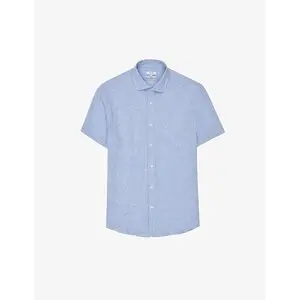 REISS Ruban Regular-fit Linen Shirt Xl Cornflower Blue