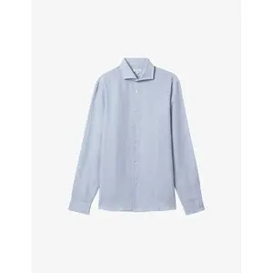 REISS Ruban Regular-fit Linen Shirt Xl Light Blue