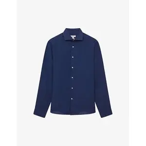 REISS Ruban Regular-fit Linen Shirt Xl Royal Blue
