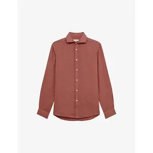 REISS Ruban Regular-fit Linen Shirt Xl Rust