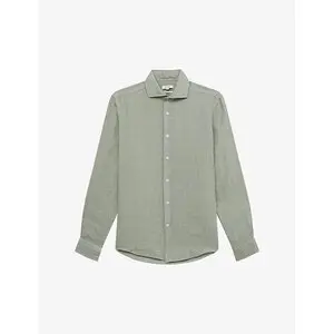 REISS Ruban Regular-fit Linen Shirt Xl Sage